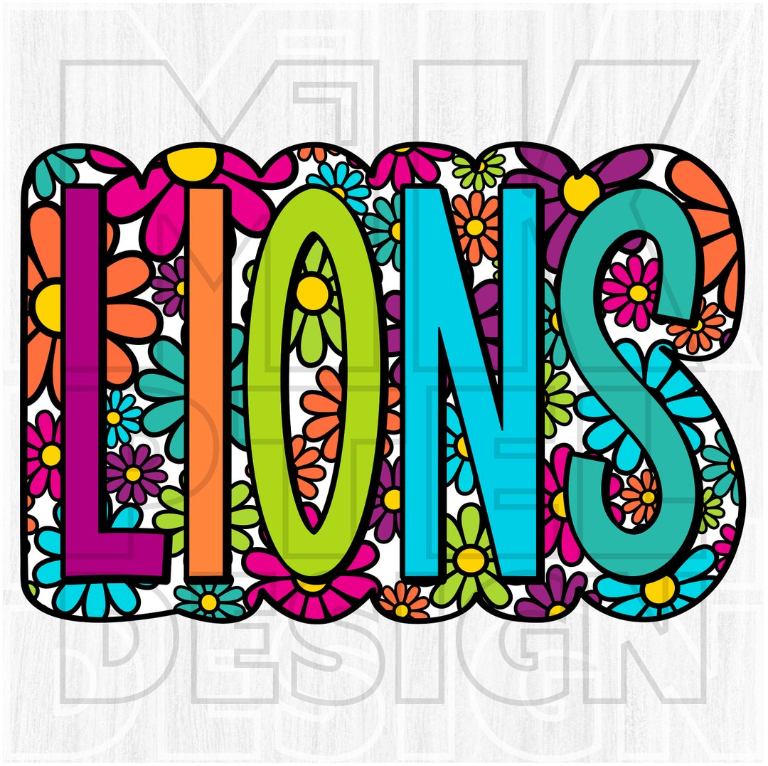 LIONS Daisy PNG, Colorful, Daisy Floral Print, Lions Retro Daisy ...
