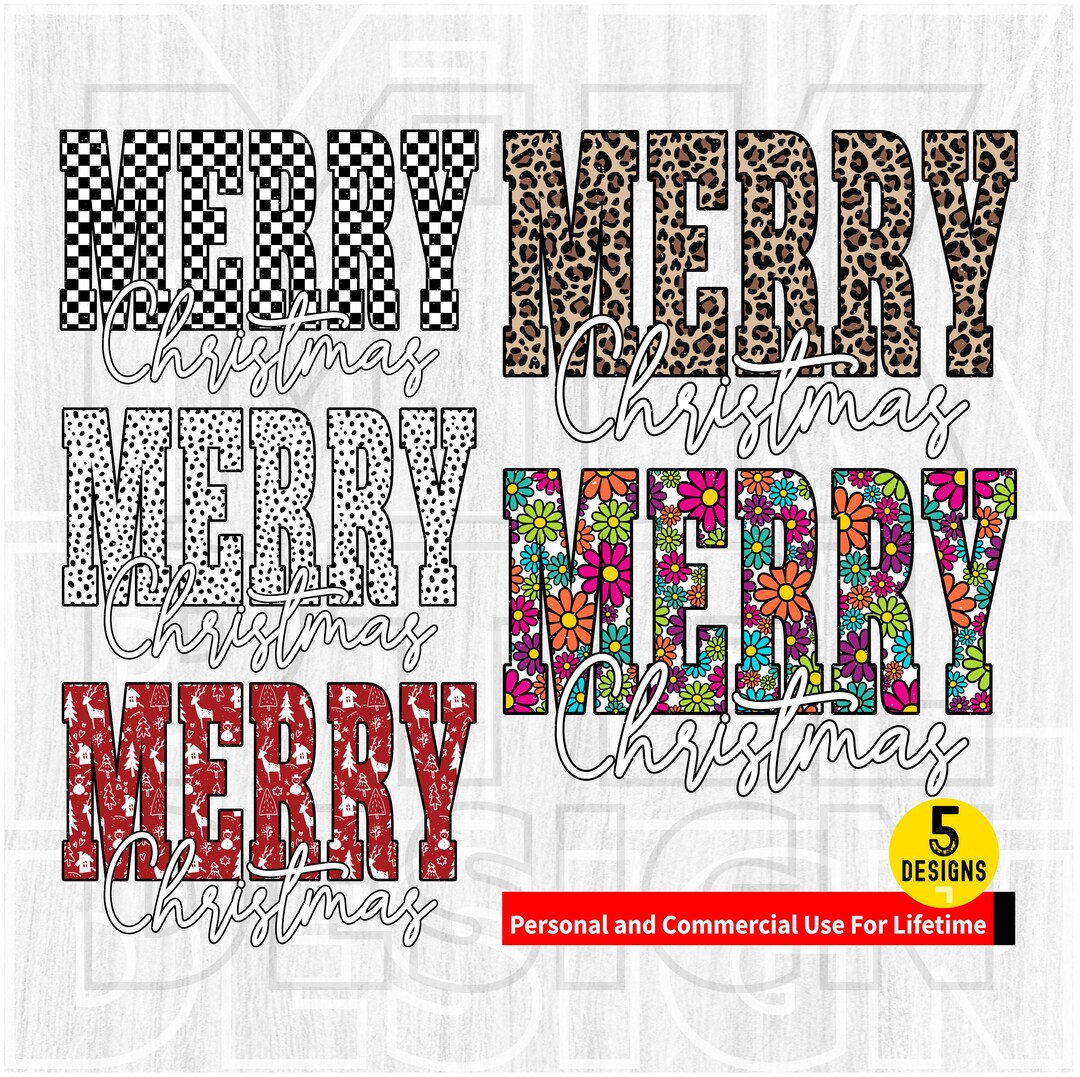 Checkered Leopard Merry Christmas PNG, Sublimation Designs (digital ...