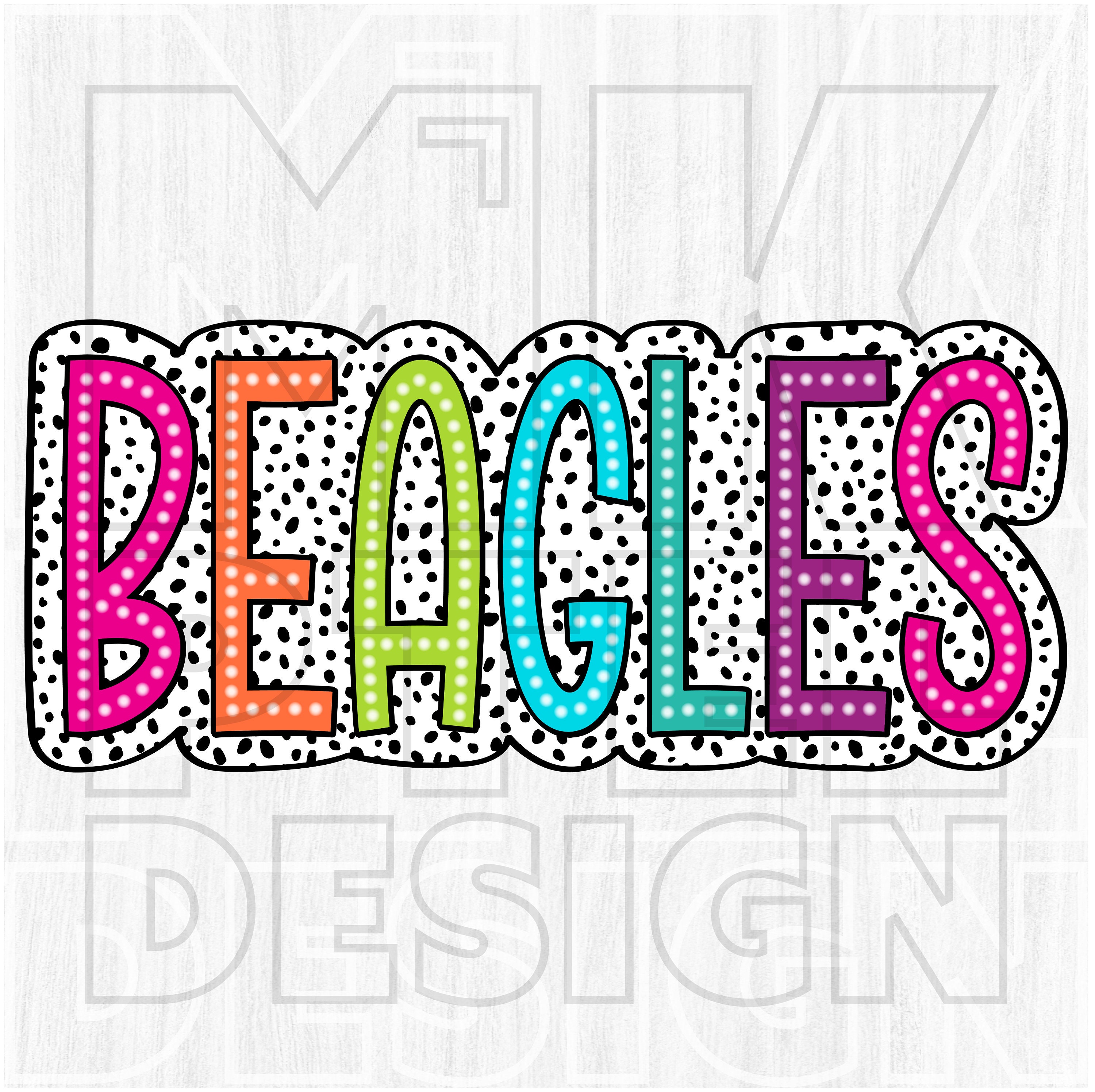 Beagles PNG, Colorful, Dalmatian Dots, Mascot, School Spirit, Team ...