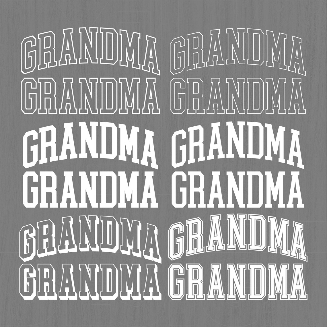 Grandma Png, Grandma Varsity Png Bundle, Grandma Arched Outline ...