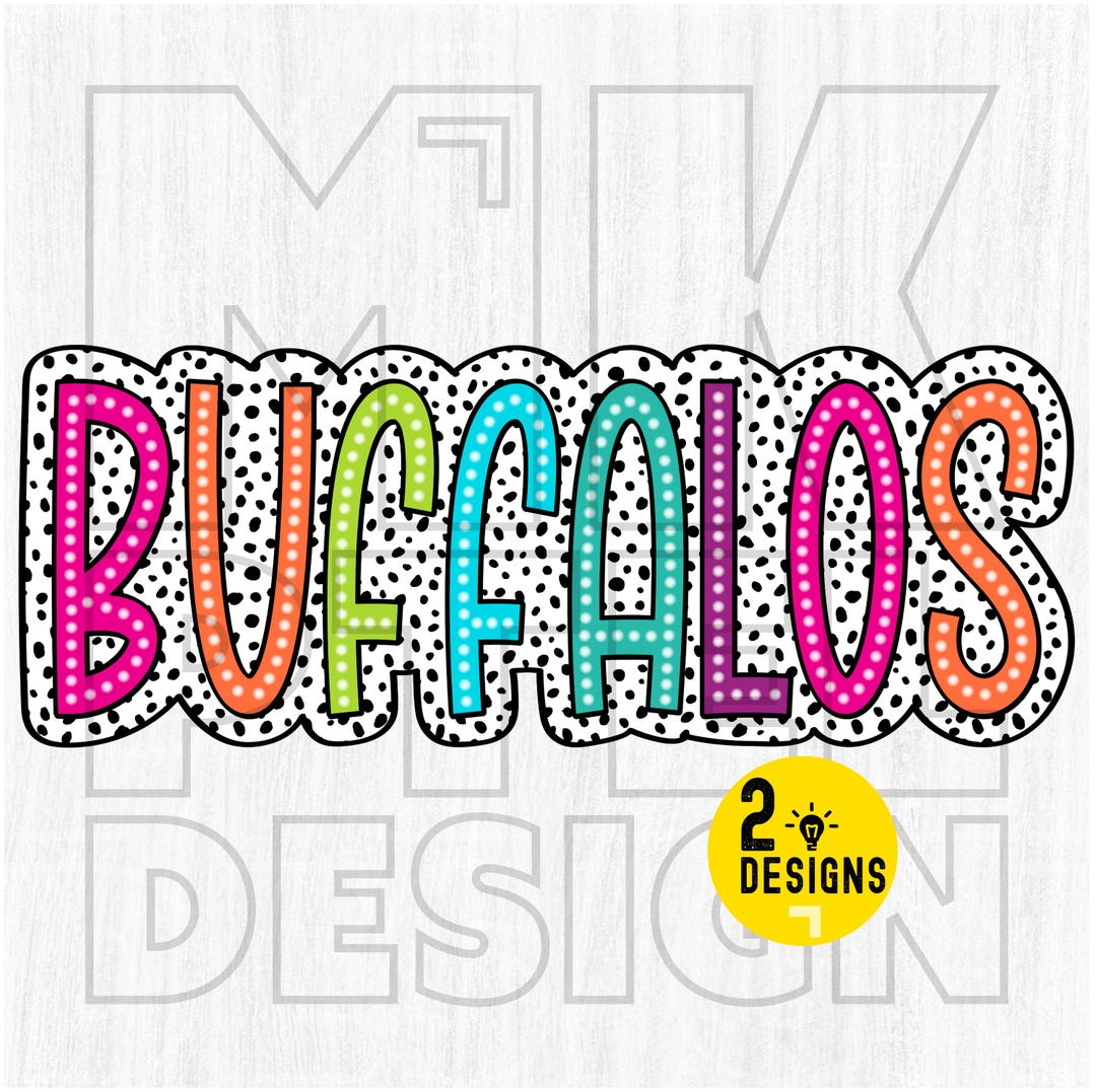 Colorful Buffalo PNG, Dalmatian Dots, Mascot, School Spirit (digital ...
