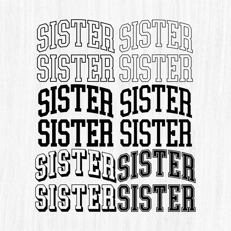Sister Varsity PNG Bundle, Arched Outline (digital Files) - Etsy
