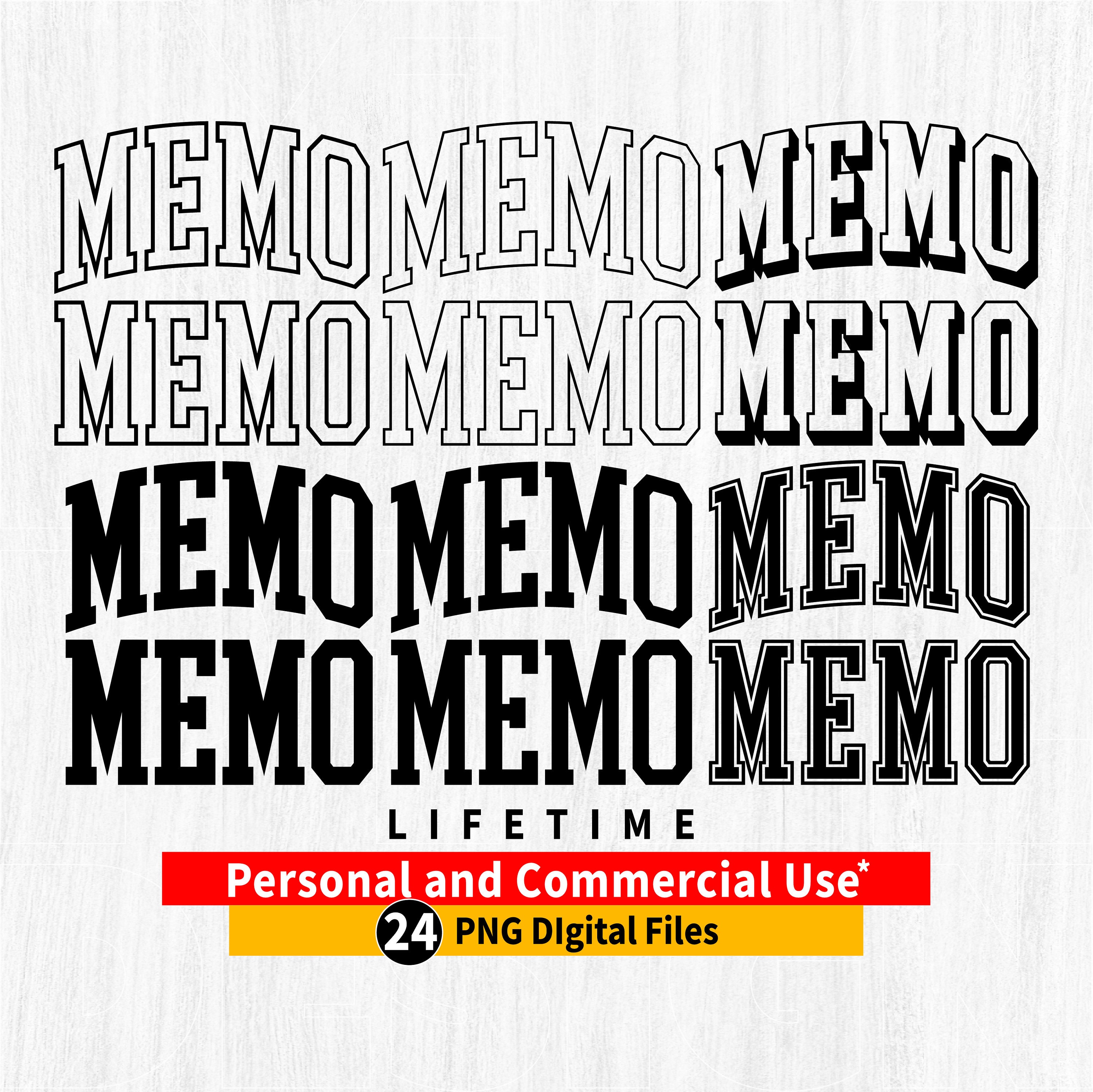 MEMO Png, Memo Varsity Png Bundle, Memo Arched Outline, Memo Png File ...
