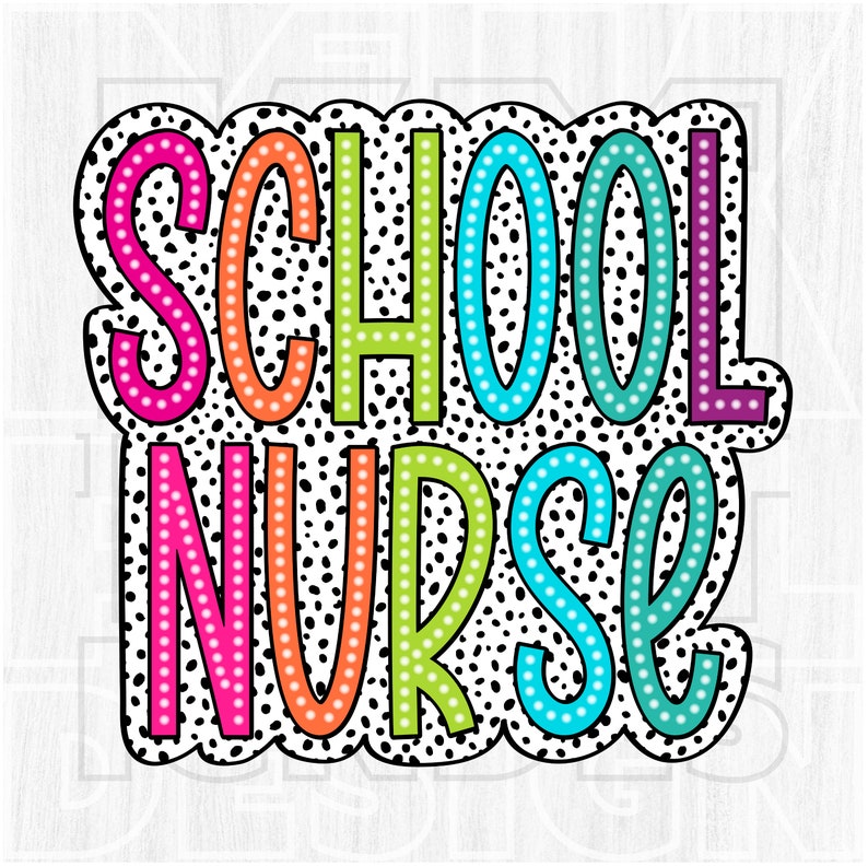 Colorful School Nurse Png, Dalmatian Dots, Bright Doodle (digital File ...