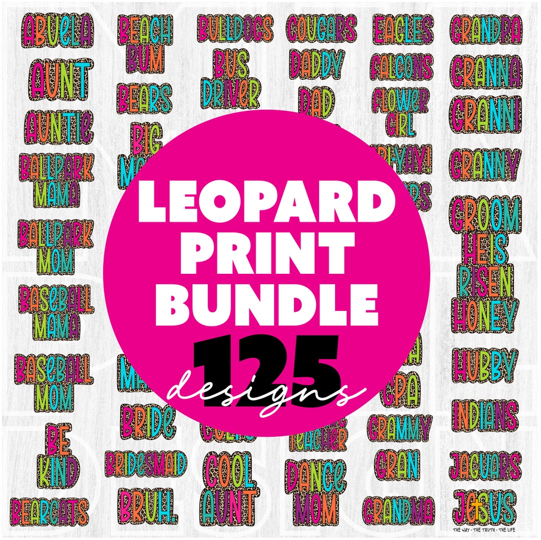 Bright Doodle Leopard Print PNG Bundle (digital File) - Etsy