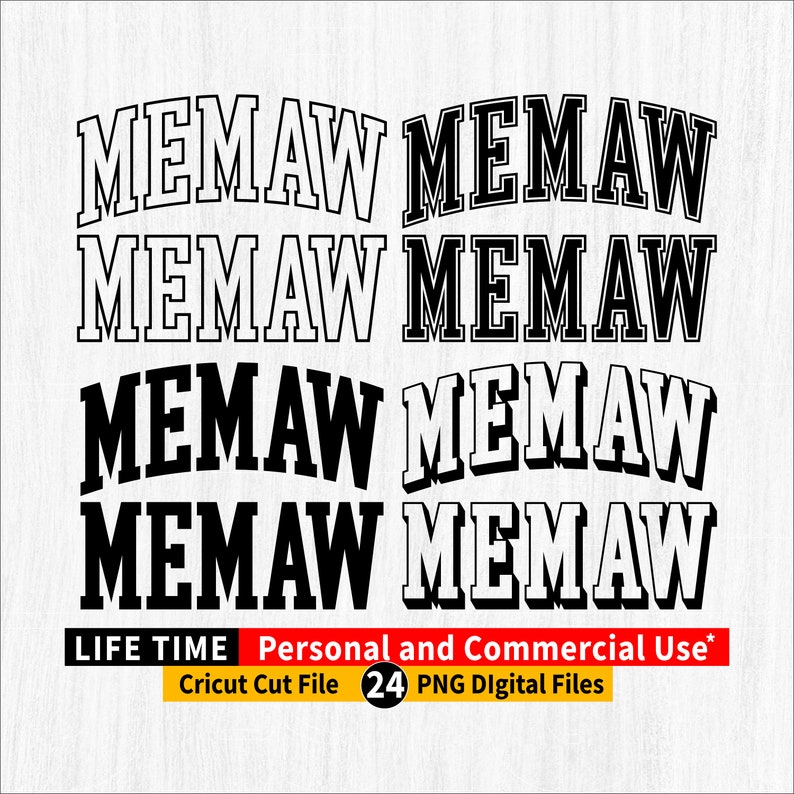 Memaw Varsity Letters PNG Bundle, Cricut Cut File (digital Download) - Etsy