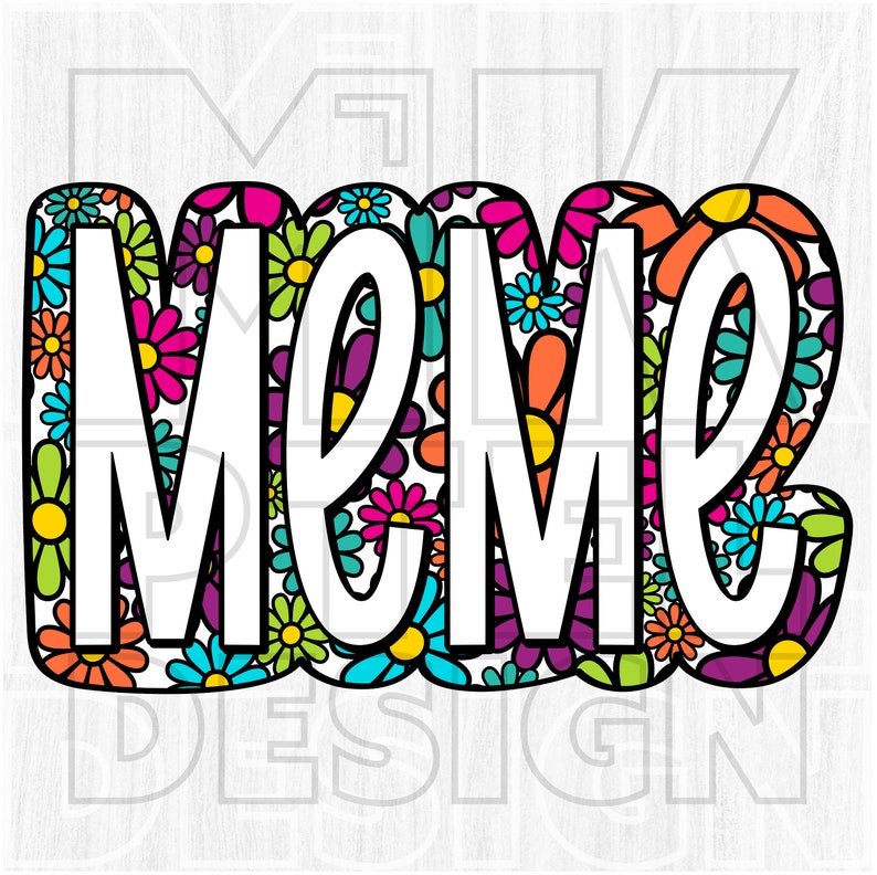 Meme Png, Bright Doodle, Colorful, Meme Daisy Png, Digital File, Retro ...