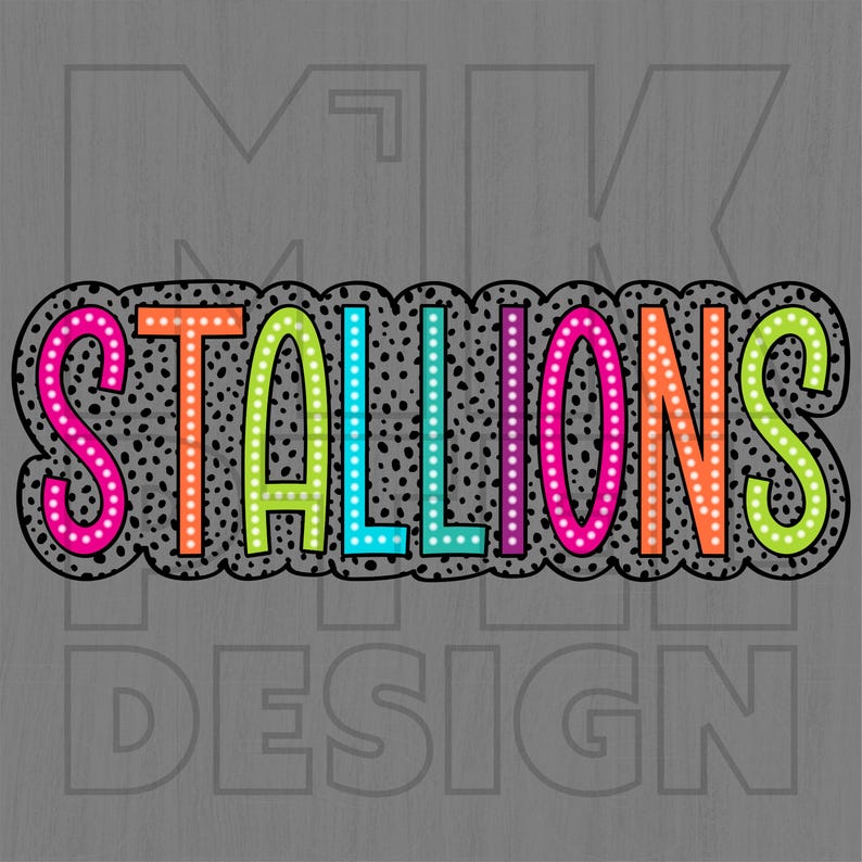 Stallions PNG, Colorful Dalmatian Dots, Mascot, School Spirit (digital ...