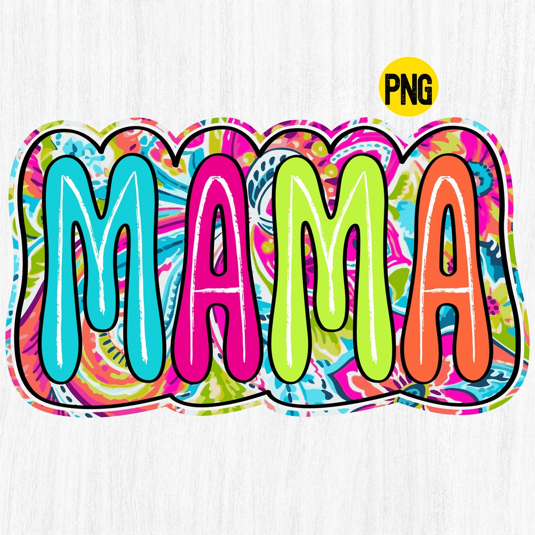 Mama PNG, Scribble Doodle, Bright Paisley Floral, Digital File Png ...