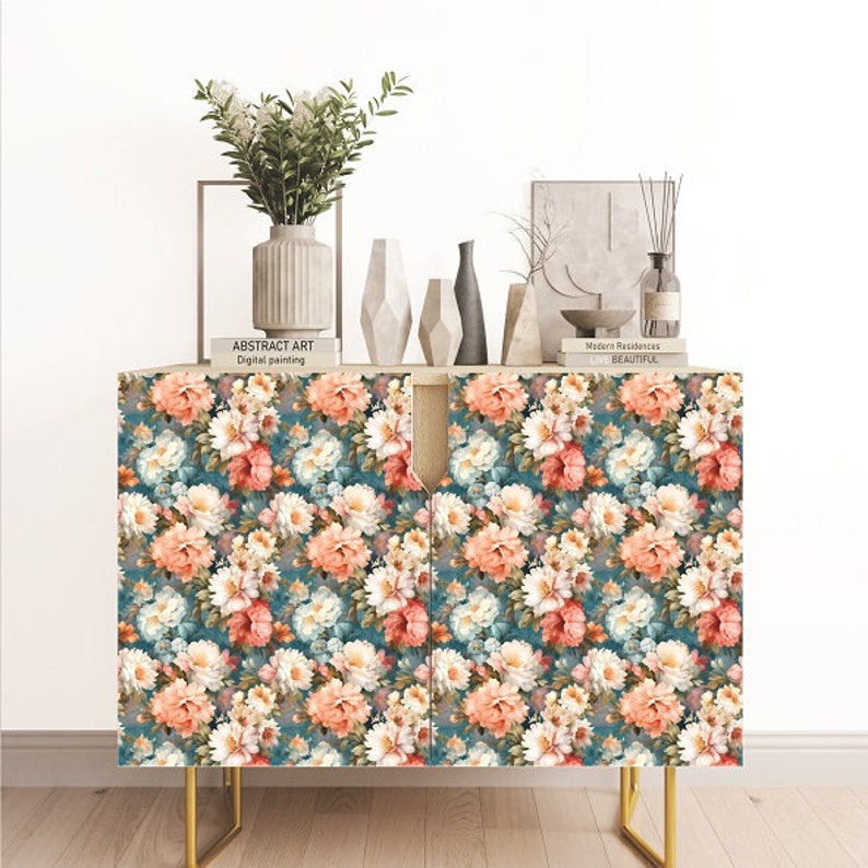 Blue Floral Rice Paper 3 Sheets Seamless Printed Mulberry Paper 36gsm ...