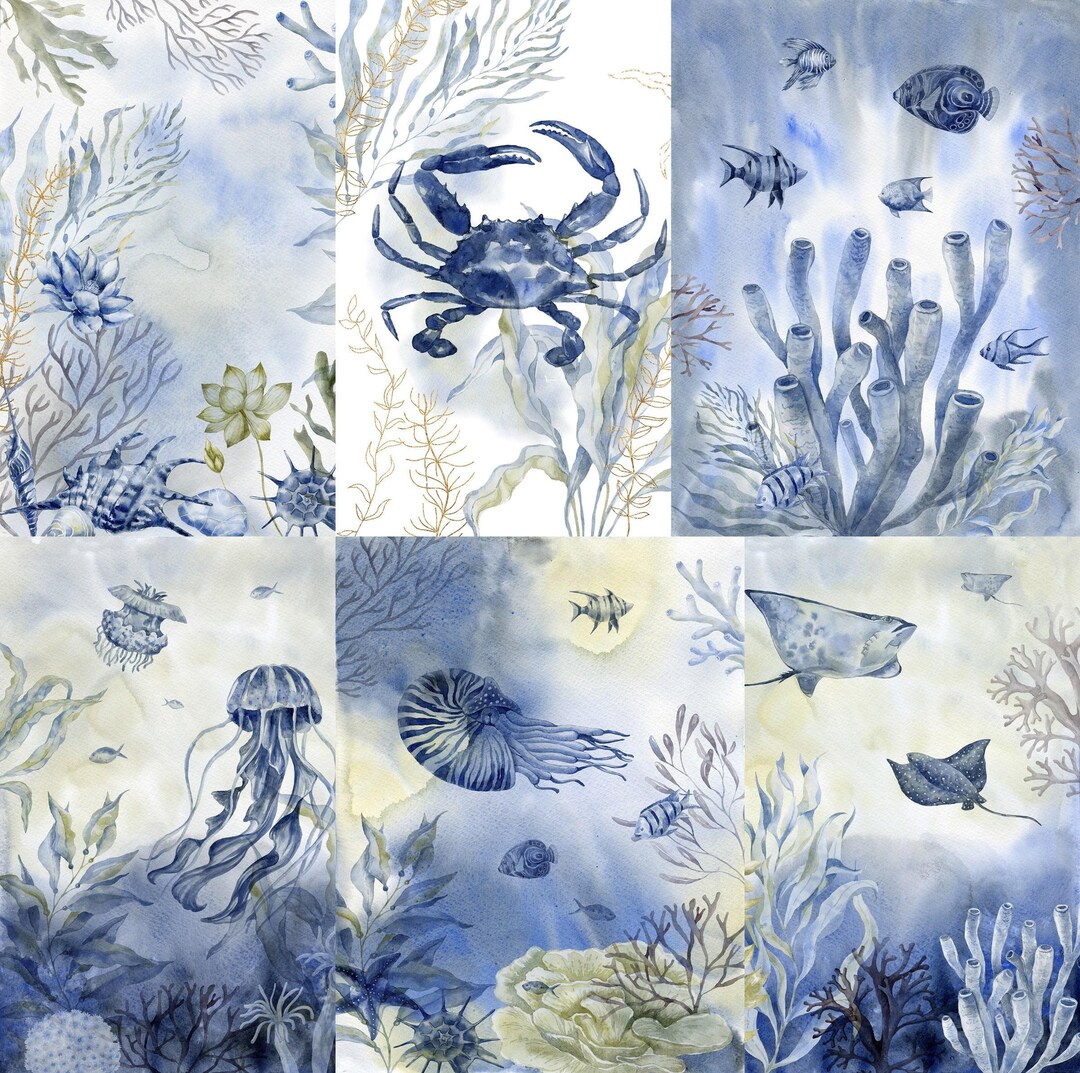 Ocean Reef Rice Paper- 6 X Different Printed Mulberry Paper Images ...