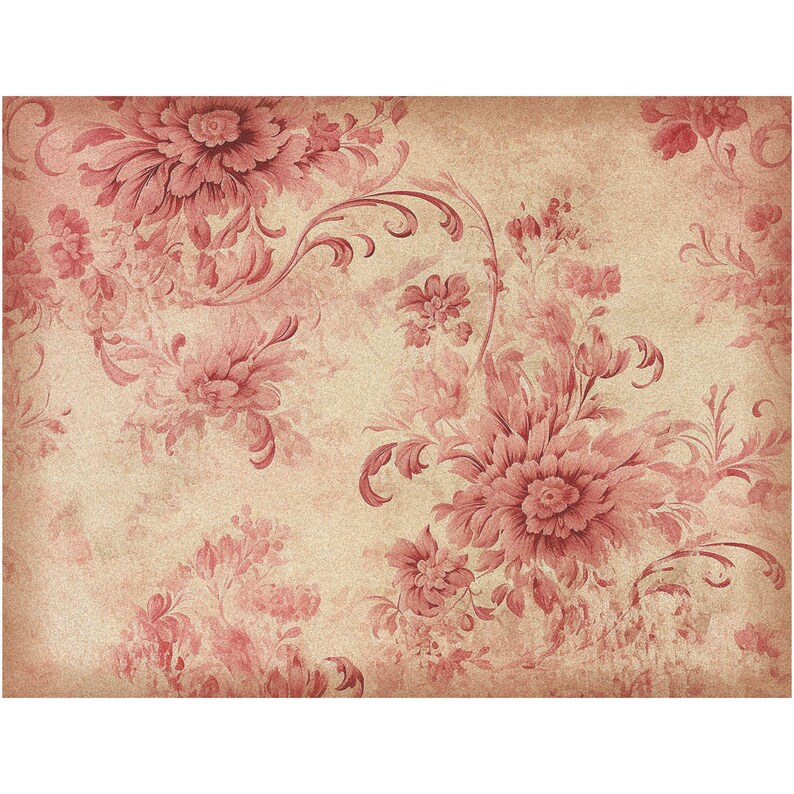 Pink Damask Rice Paper- 6 X Different Printed Mulberry Paper Images ...