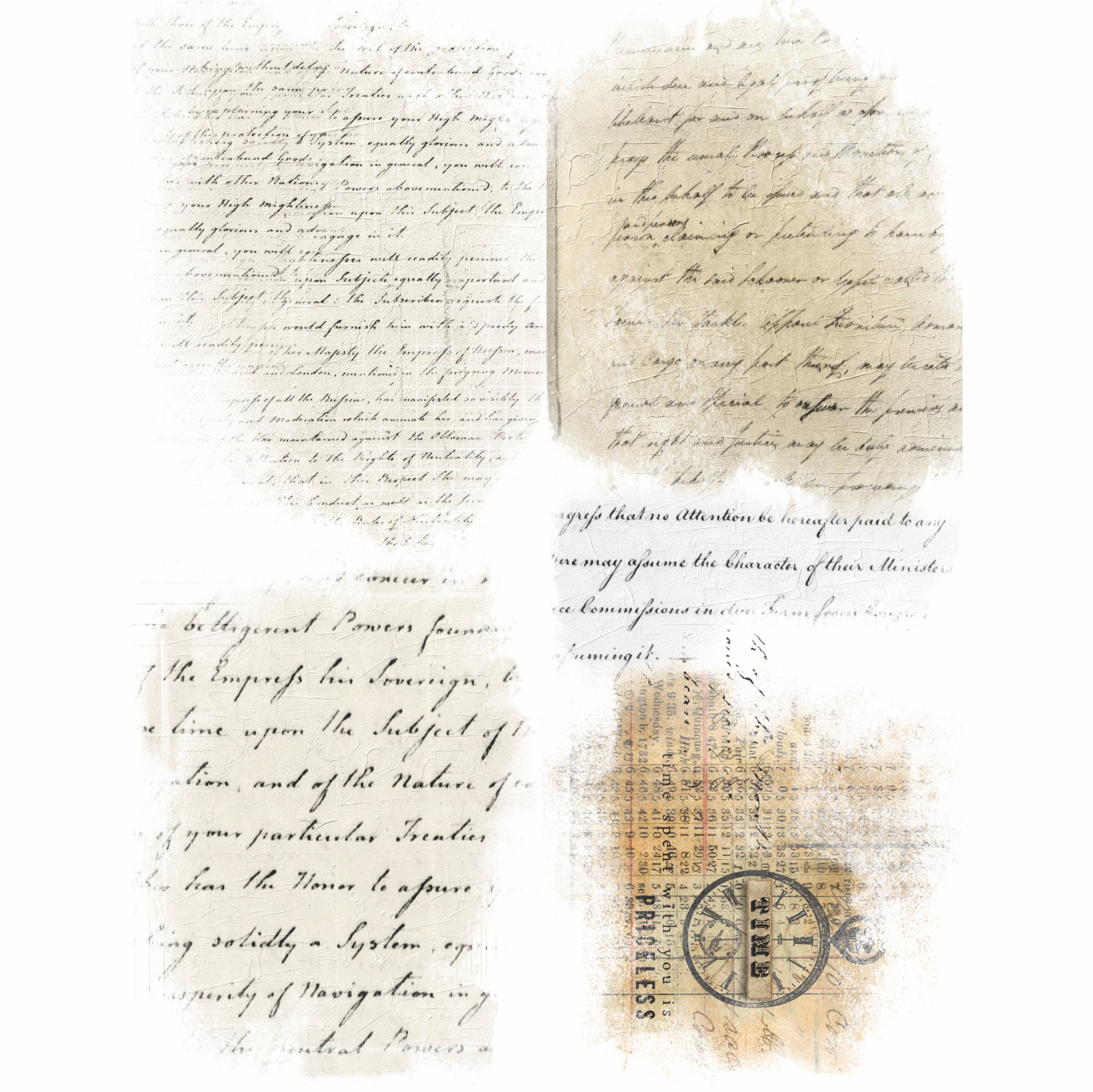 Script Pieces Overlay Rice Paper 6 X Printed Mulberry Paper Images ...