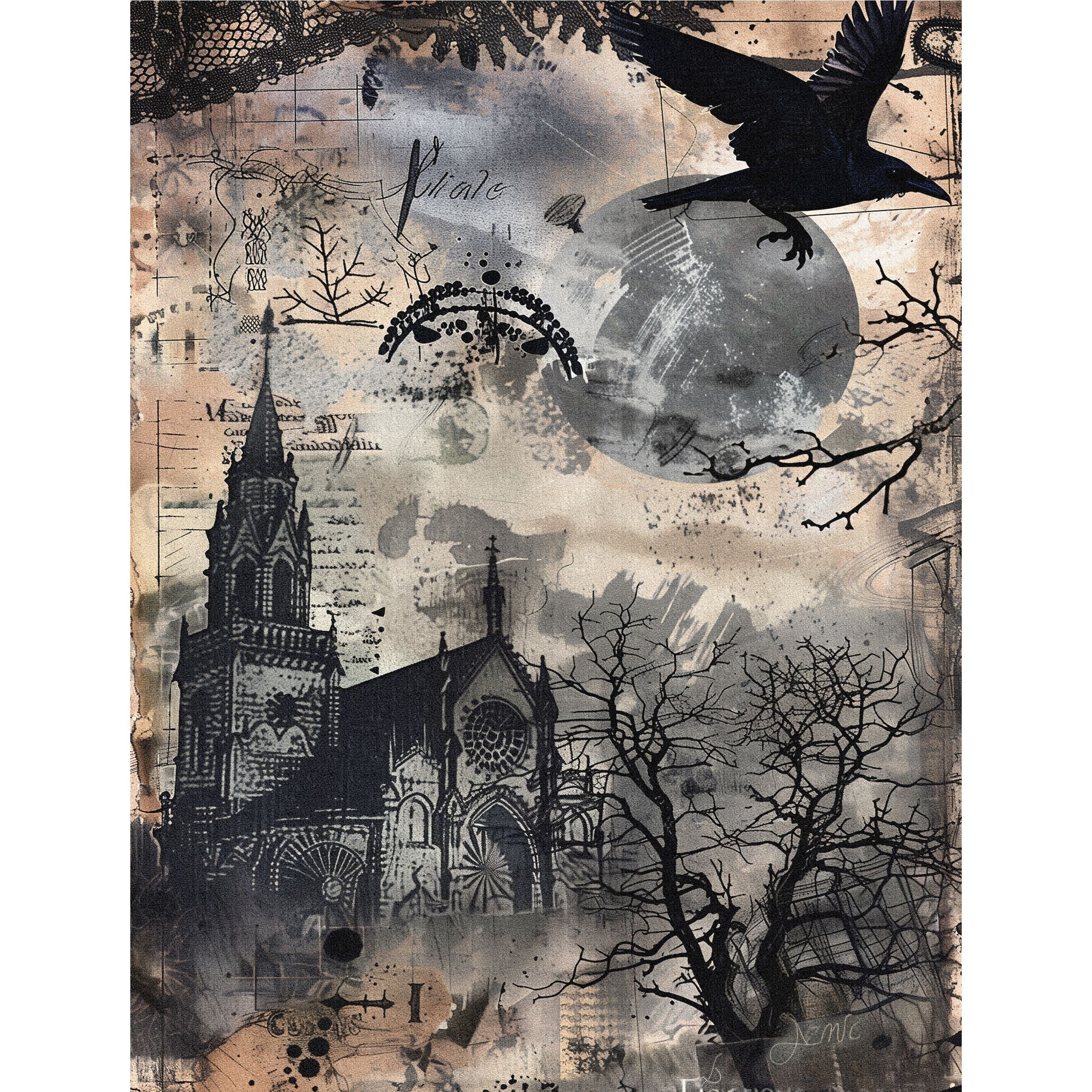 Dark Gothic Decoupage Rice Paper, 8 X 10.5 Inch for Scrapbooking Cards ...