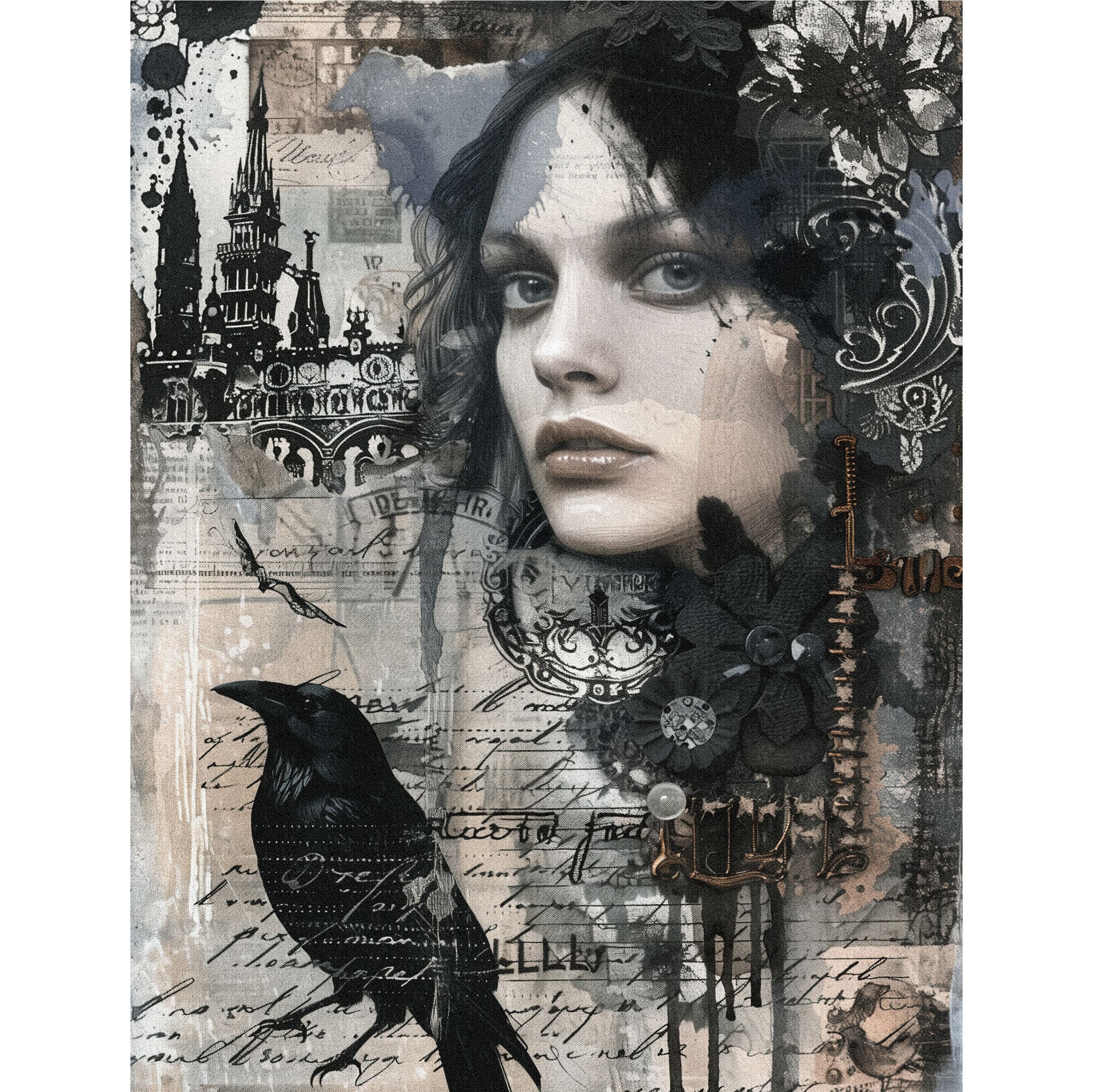 Dark Gothic Decoupage Rice Paper, 8 X 10.5 Inch for Scrapbooking Cards ...