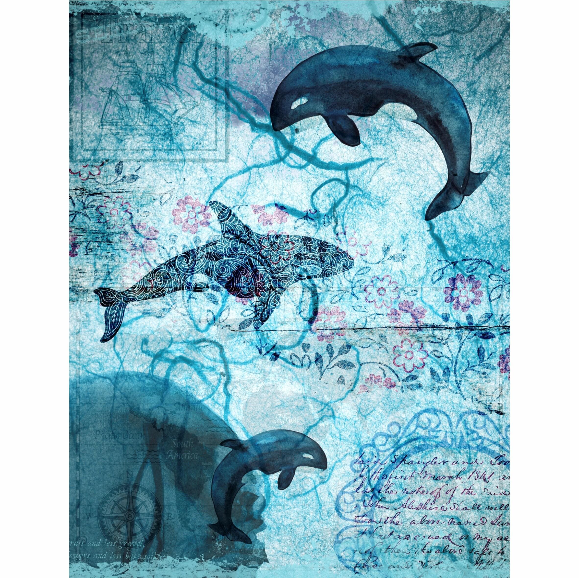 Sea Life Theme Rice Paper- 6 X Different Printed Mulberry Paper Images ...