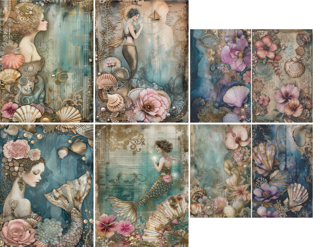 Mermaid Decoupage Rice Paper, 8 X 10.5 Inch - for Scrapbooking Cards ...