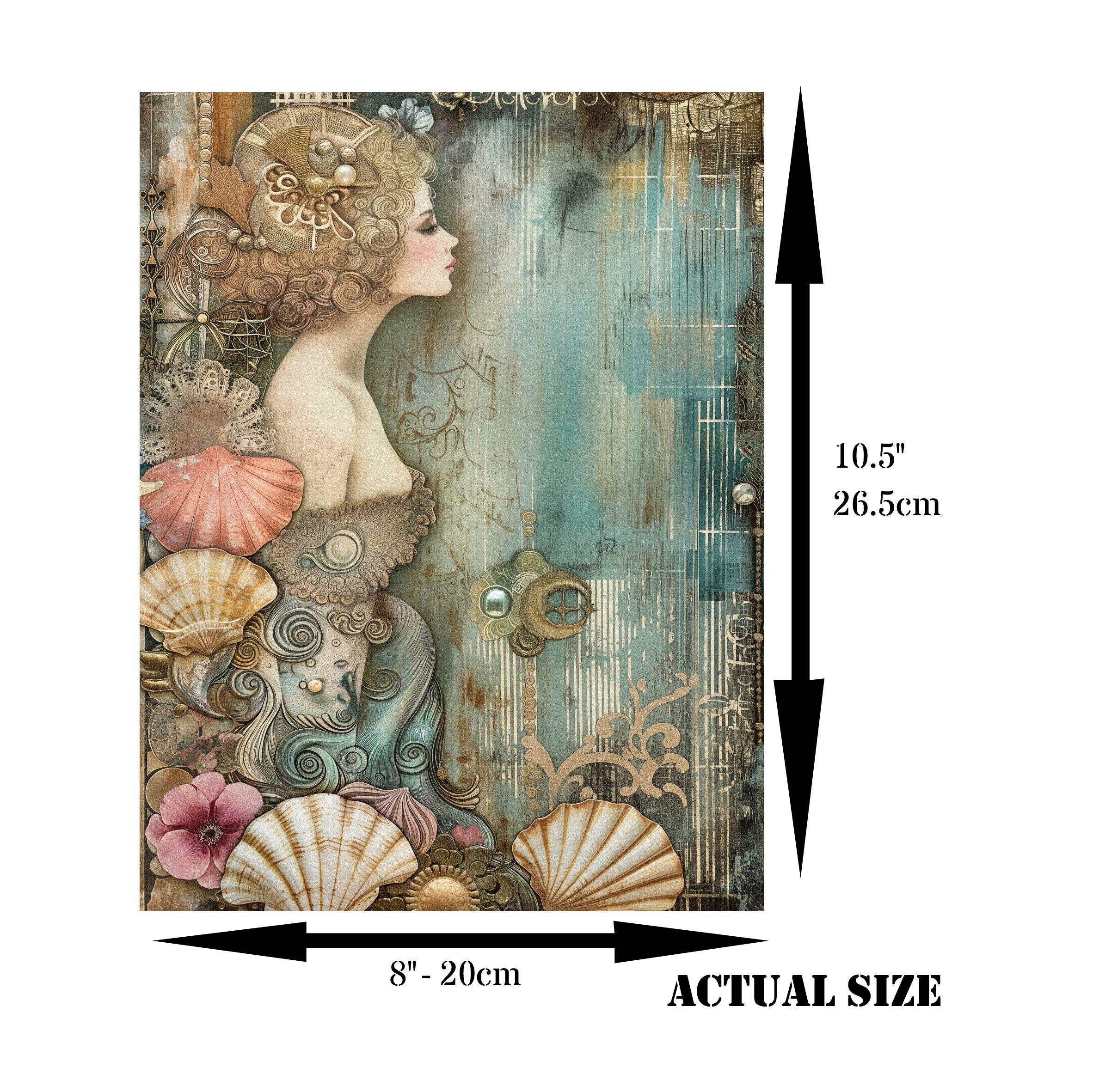 Mermaid Decoupage Rice Paper, 8 X 10.5 Inch - for Scrapbooking Cards ...
