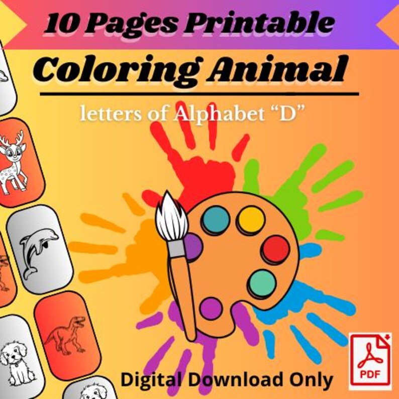 Animal Coloring Pages Printable | Letters of Alphabet "d"| Montessori ...