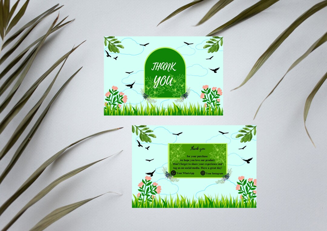 Green Thank You Card Design - Etsy