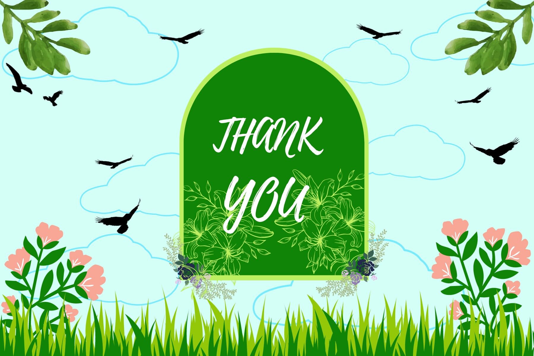 Green Thank You Card Design - Etsy