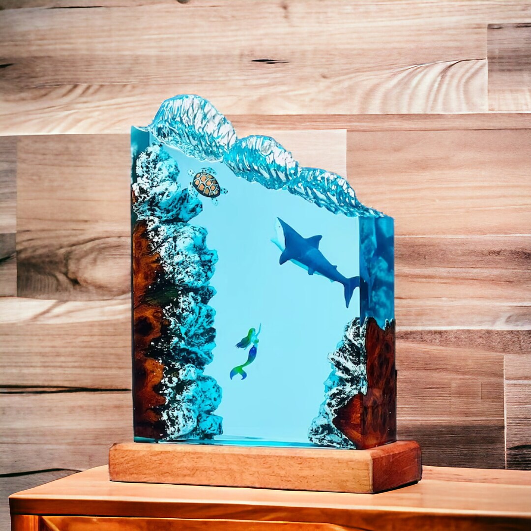 Mermaid and Shark Epoxy Resin Lamp Artful Illumination for Your Space ...