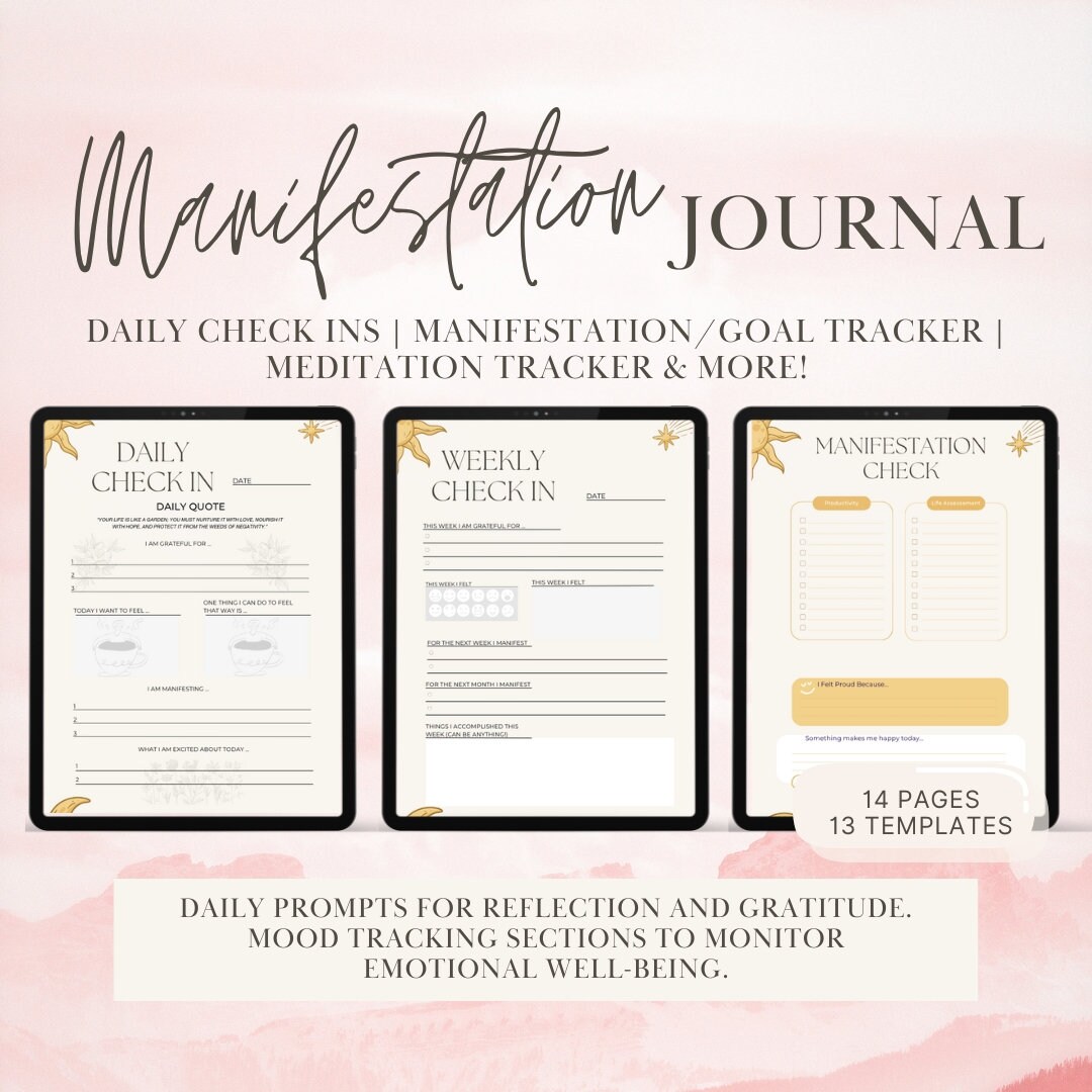 Digital Manifestation Journal, Daily & Weekly Self Check-ins, Daily ...