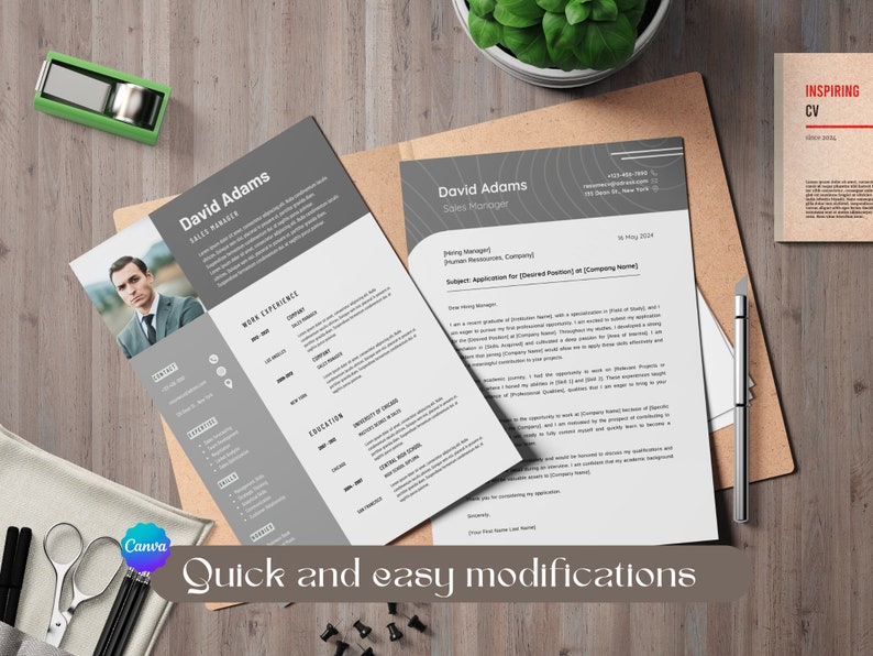 Personalized Modern CV Pack: 5 Templates With Photo and Cover Letter - Etsy