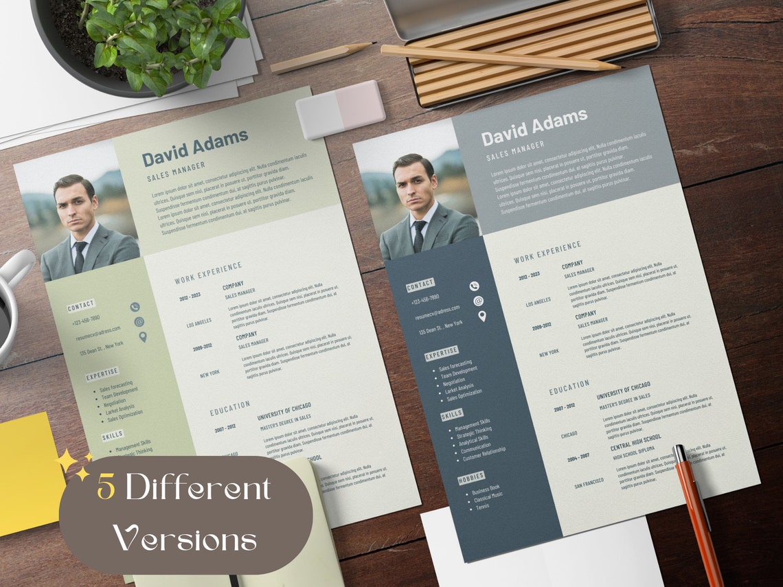 Personalized Modern CV Pack: 5 Templates With Photo and Cover Letter - Etsy