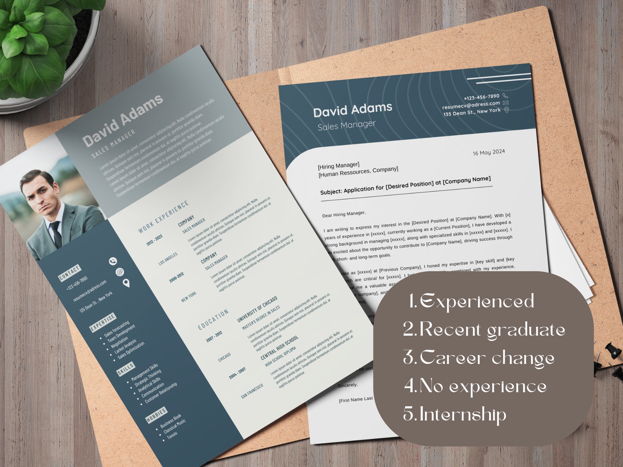 Personalized Modern CV Pack: 5 Templates With Photo and Cover Letter - Etsy