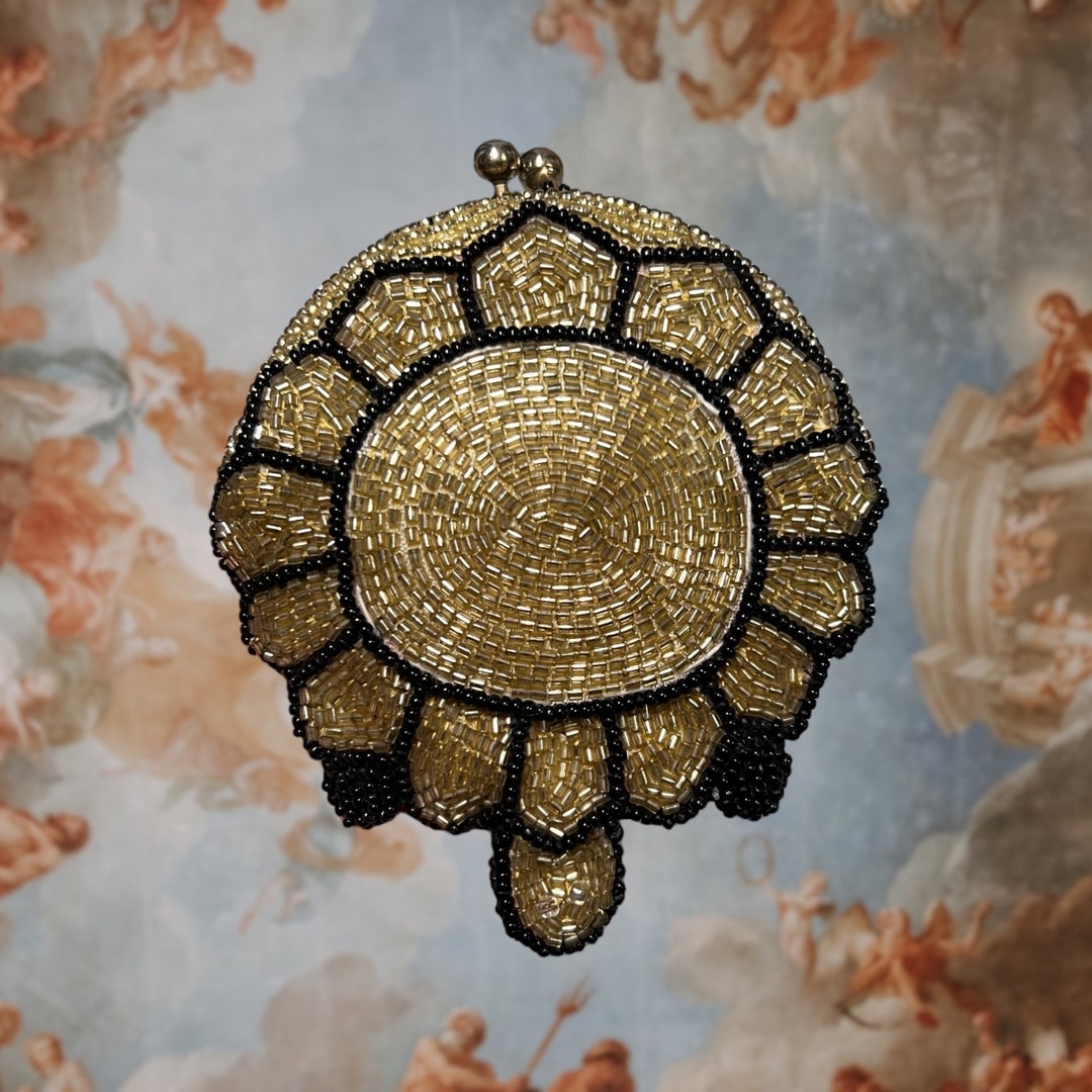 Vintage 70s Gold Beaded Kisslock Turtle Coin Purse, Retro Purse Bag - Etsy