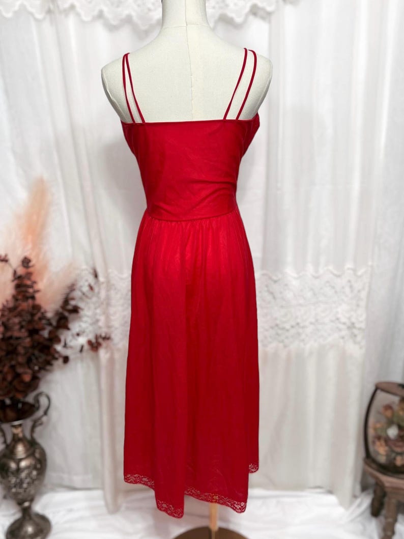 Vintage 50s Red Nylon Lace Milkmaid Slip Dress, Van Raalte, Size 32 ...