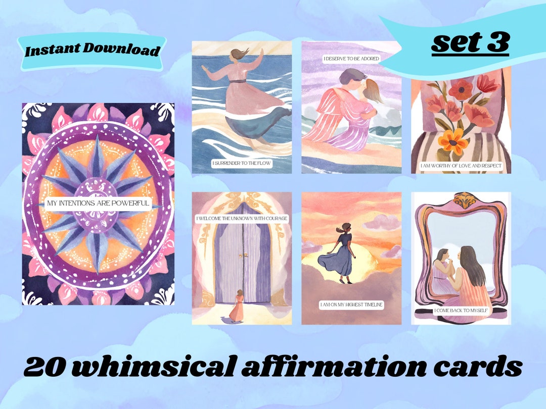 20 Whimsical Affirmation Cards, Instant Download, Digital Affirmation ...