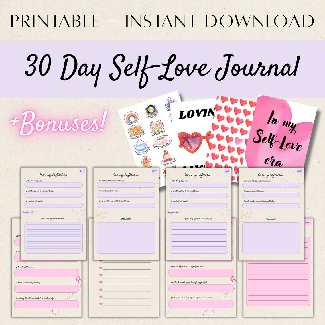 30-day Self-love Journal Printable Daily Guided Journal With Prompts ...