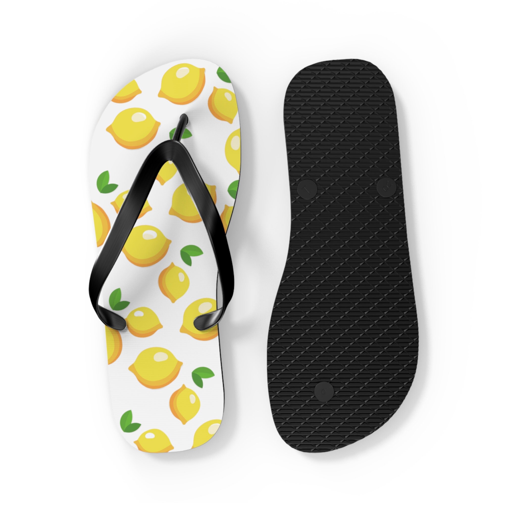 Colorful Lemons Adult Flip Flops, Beach Flip Flops, Summer Flip Flops ...