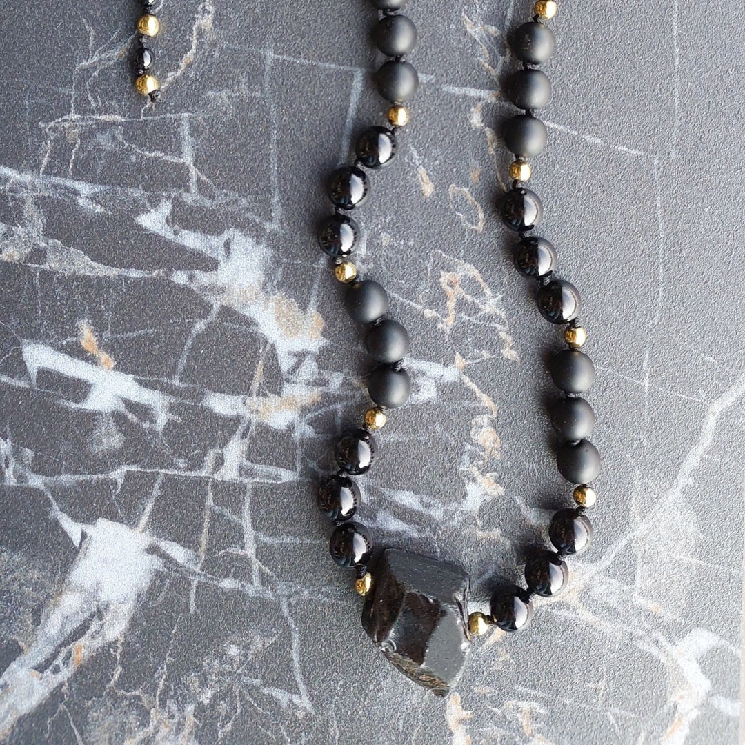 Unique Adjustable Obsidian Necklace - With Matt and Polished Onyx ...
