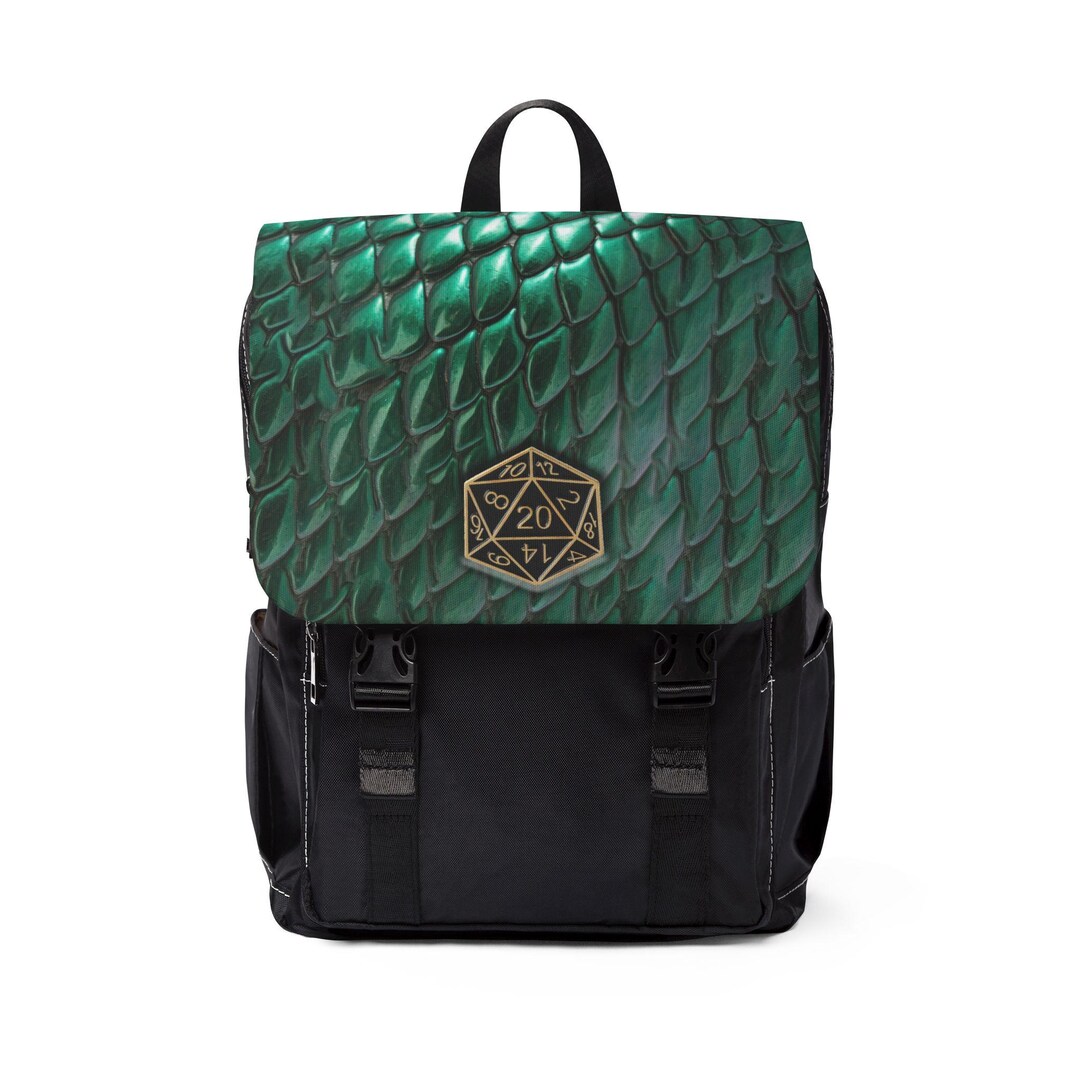 Here There Be Dragons Emerald Dragon Scale Backpack Unisex Casual ...