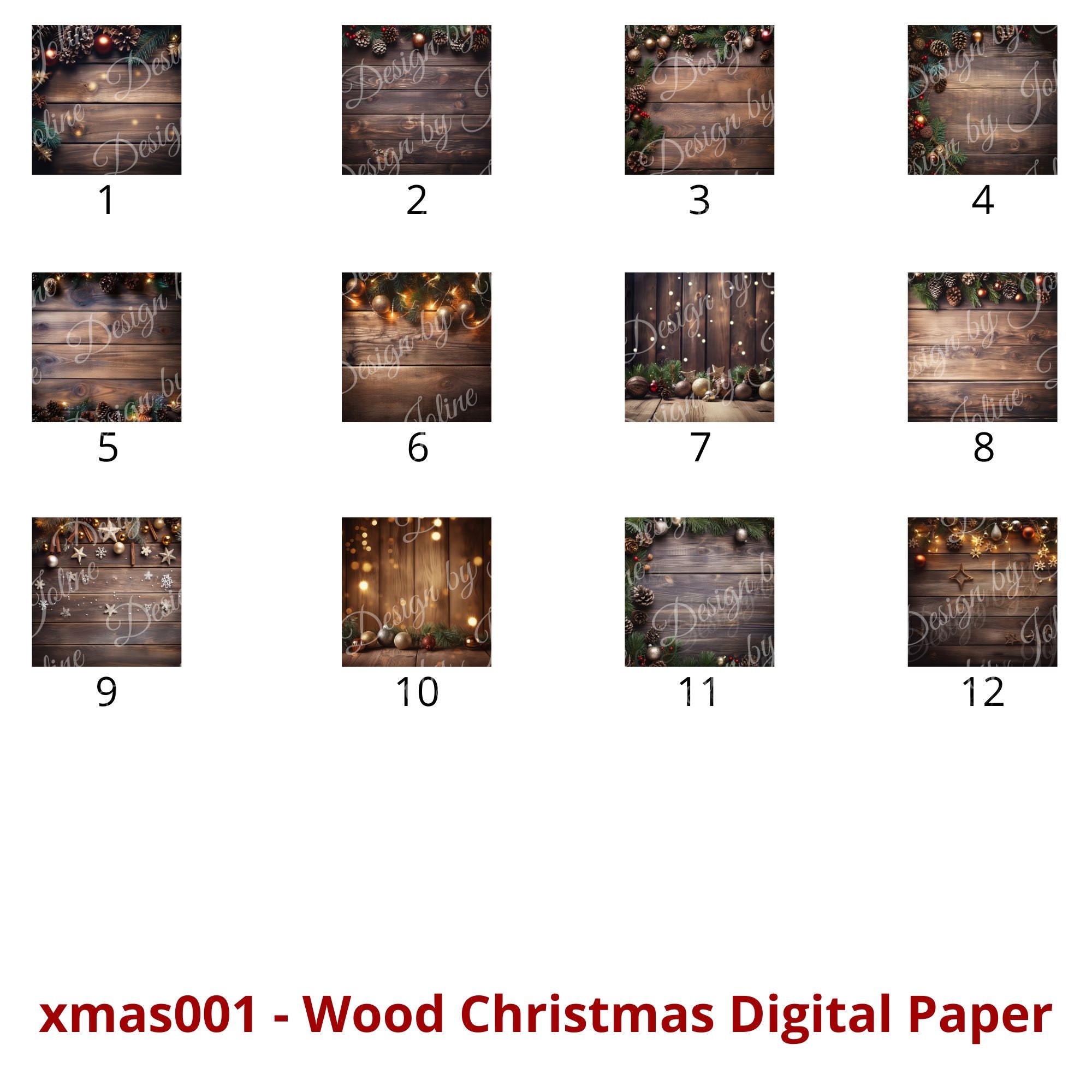12 Wood Background Digital Paper, Christmas Printable Paper, Christmas ...
