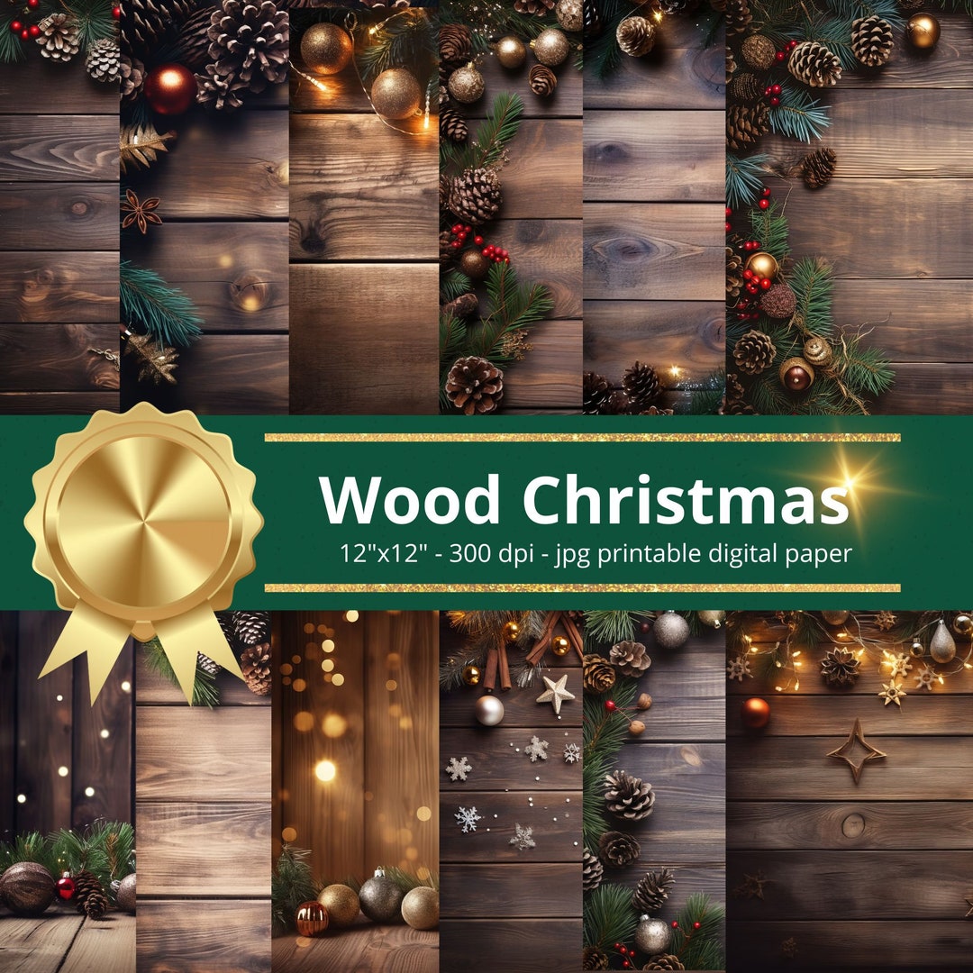 12 Wood Background Digital Paper, Christmas Printable Paper, Christmas ...