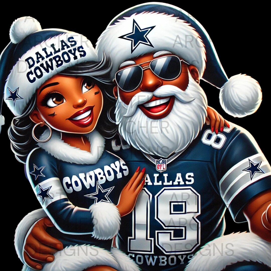 Black Santa & Mrs. Claus Dallas Cowboys Holiday Art - Etsy