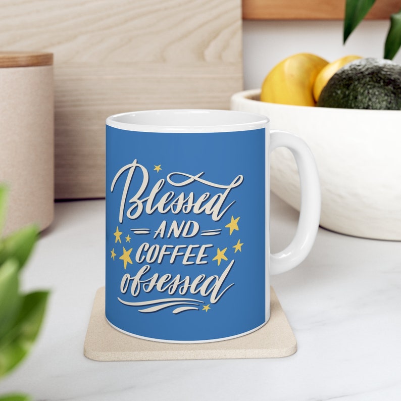 Coffee Obsession Mug, Stars Mug, Original Mugs, Inspiration, Blue ...
