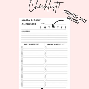 Minimal Mama and Baby Checklist | Schedules | Printable | Postpartum ...