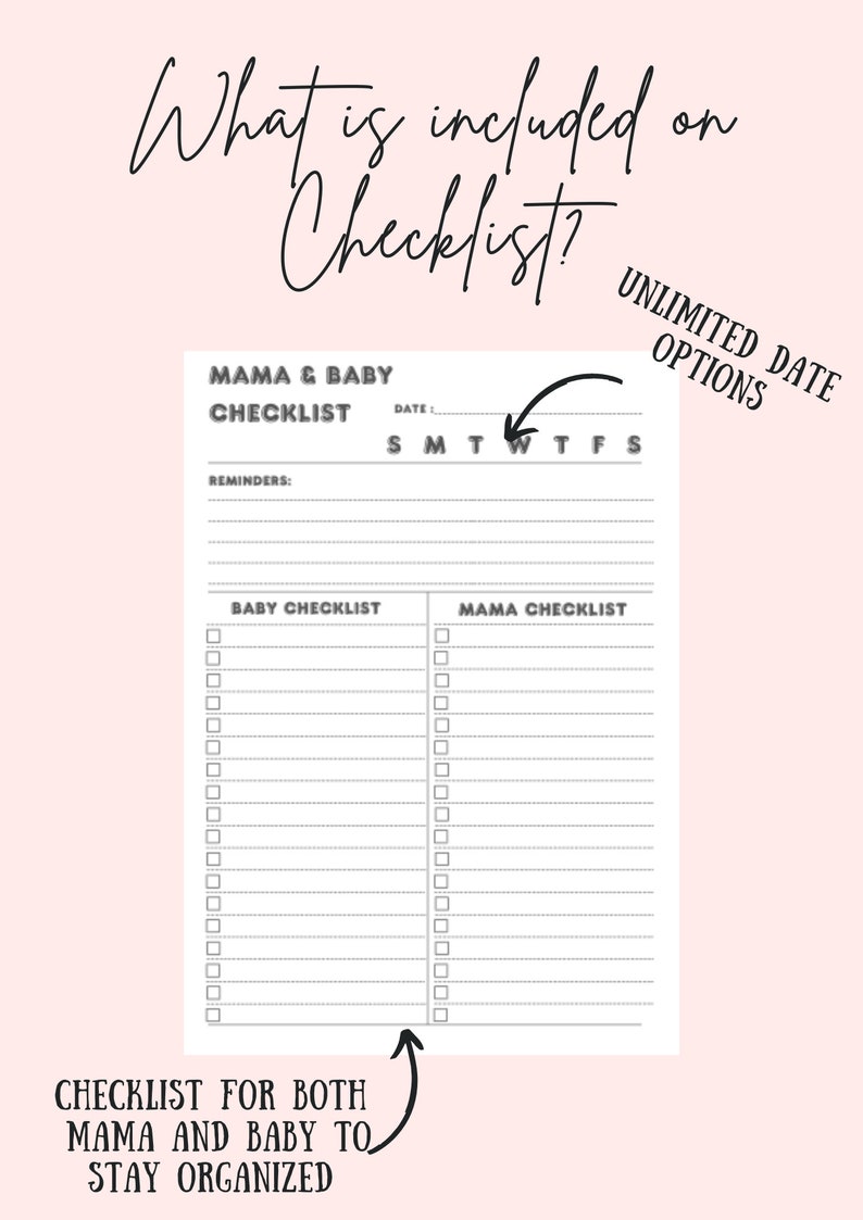 Minimal Mama and Baby Checklist | Schedules | Printable | Postpartum ...