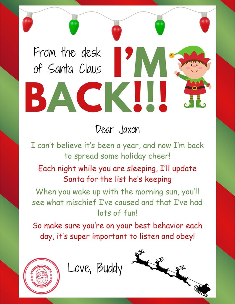 Elf on the Shelf Welcome Letter - Etsy
