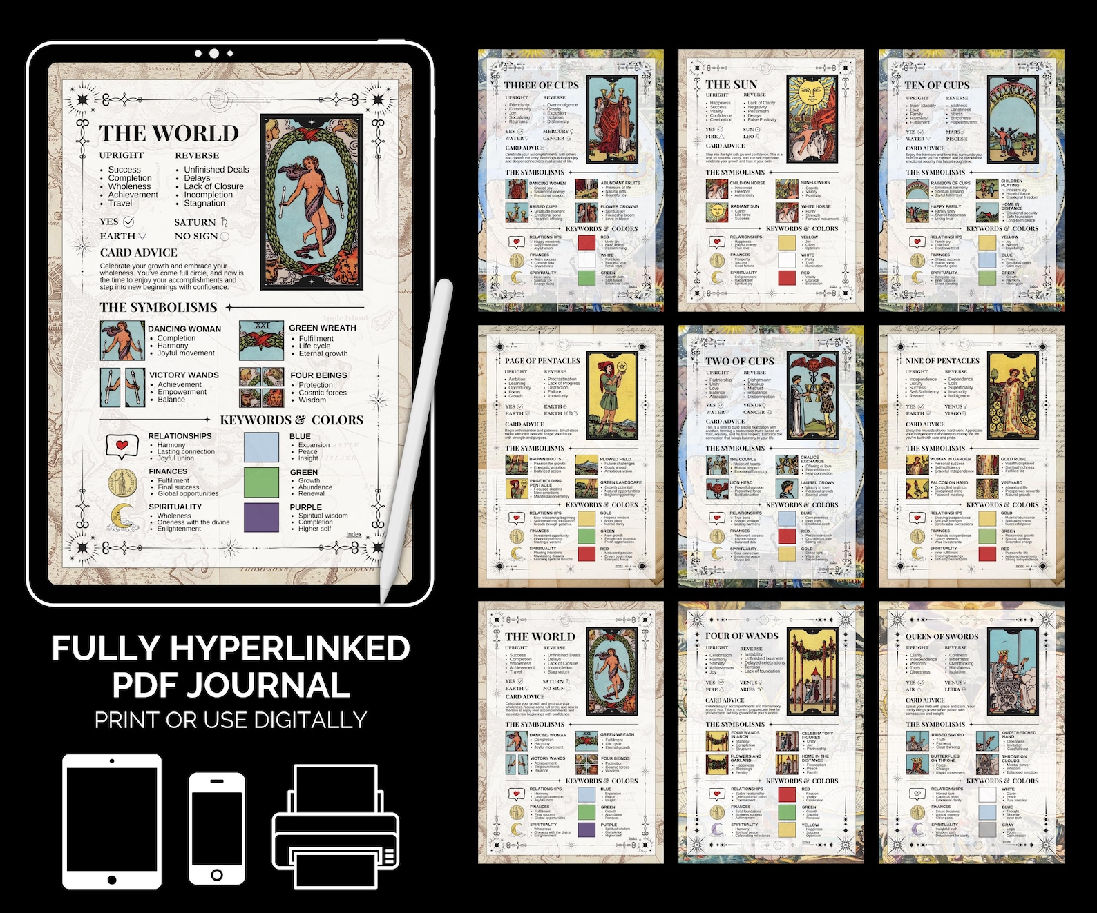 Tarot Journal Bundle, Tarot Guidebook for Beginner and Advanced Tarot ...