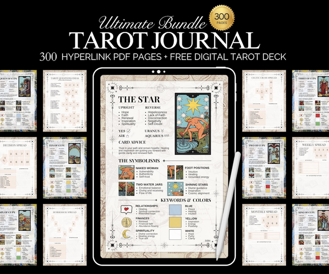 Tarot Journal Bundle, Tarot Guidebook for Beginner and Advanced Tarot ...