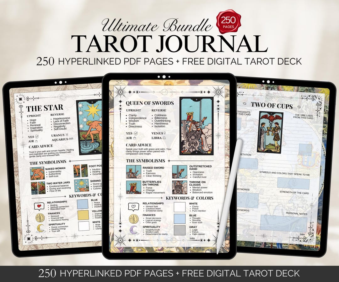Tarot Guidebook for Tarot Beginner, Tarot Journal Bundle Tarot Reader ...