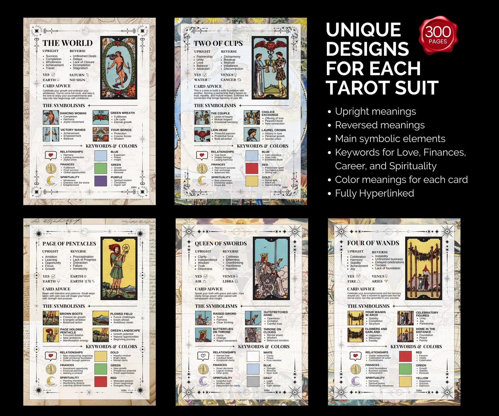 Tarot Journal Bundle, Tarot Guidebook for Beginner and Advanced Tarot ...