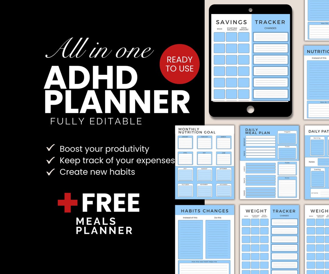ADHD Planner Adult | Printable ADHD Meal Planner | Digital Adhd Life ...
