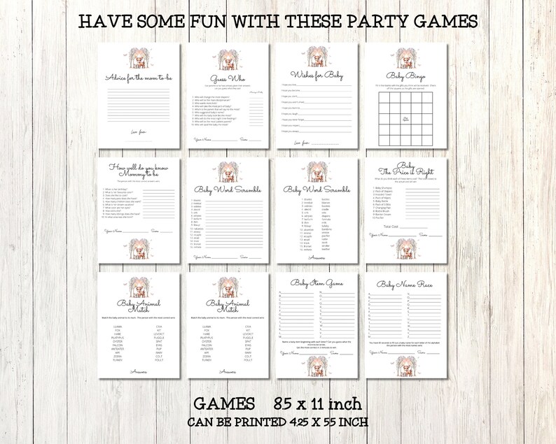 Deer Baby Shower Games Bundle, Pink Bambi Printable Activities, Girls ...